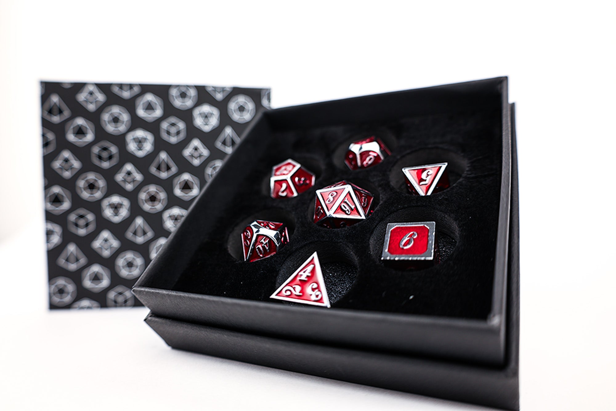 LPG Dice RPG Set Serif Red/Silver | Good Games Direct